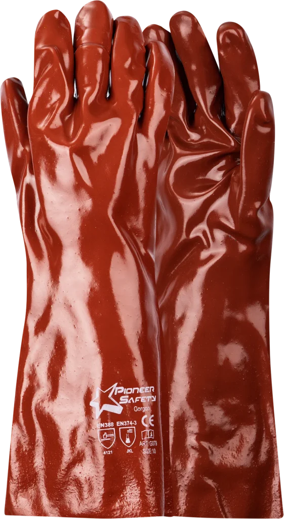 PIONEER GORGON BROWN HEAVY DUTY PVC GLOVE OPEN CUFF 60CM – Precisionware
