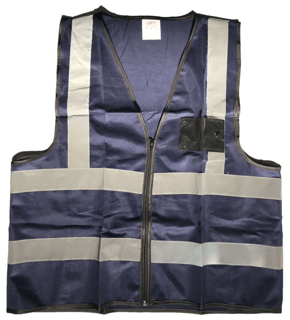 PIONEER NAVY REFLECTIVE VEST EN4 WITH ZIP & ID POUCH – Precisionware