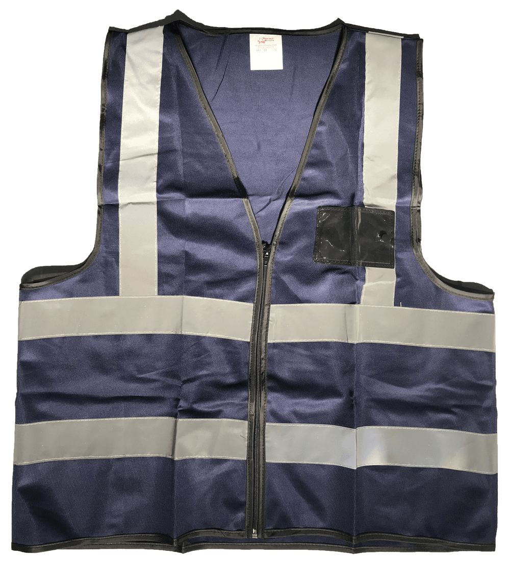PIONEER NAVY REFLECTIVE VEST EN4 WITH ZIP & ID POUCH – Precisionware