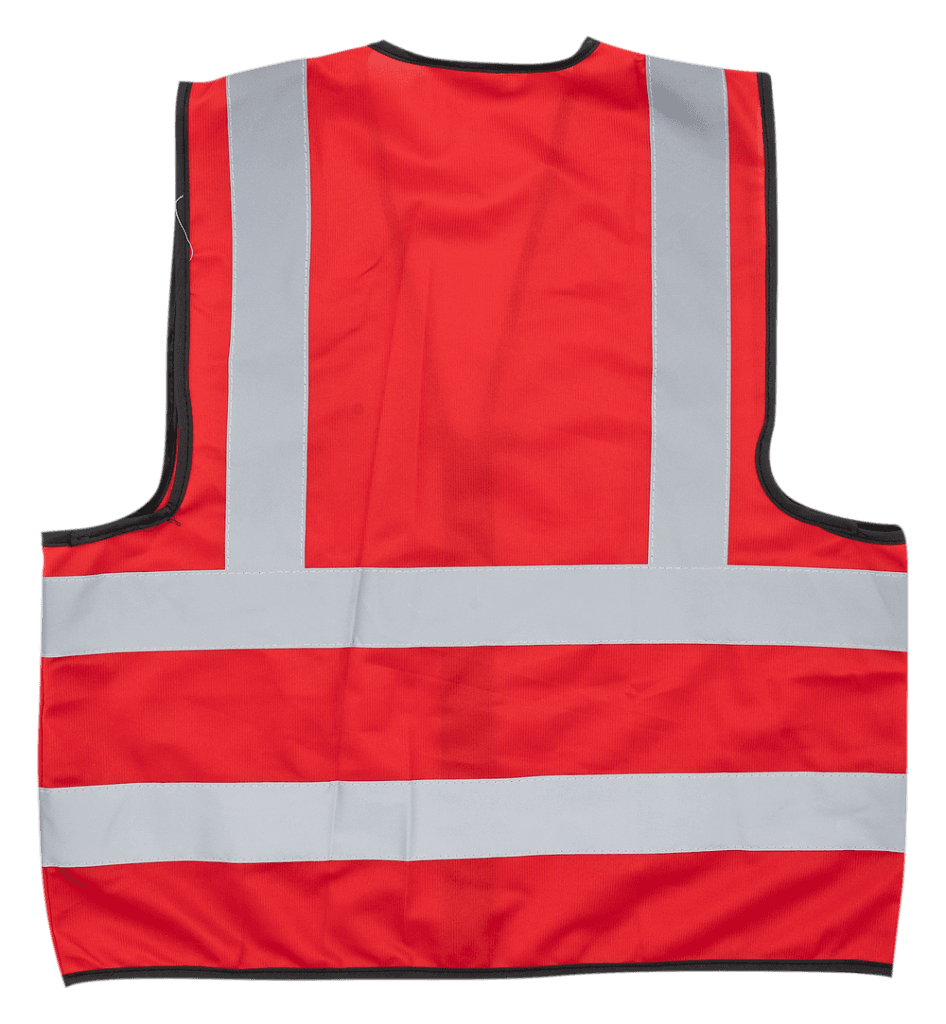 PIONEER RED REFLECTIVE VEST EN4 WITH ZIP & ID POUCH – Precisionware