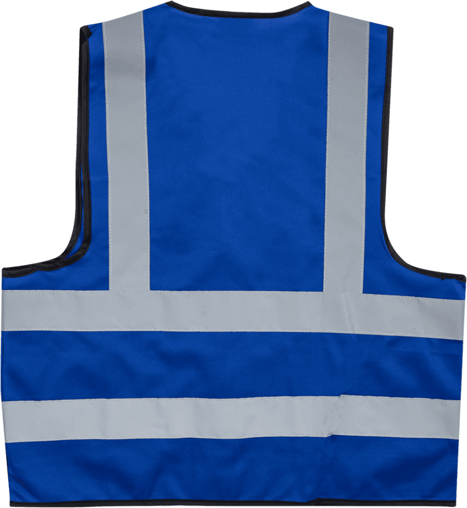 PIONEER BLUE REFLECTIVE VEST EN4 WITH ZIP & ID POUCH – Precisionware